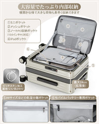 New Trip 0501｜横開きフロントオープン スーツケース｜拡張機能・USBポート・ストッパー付き