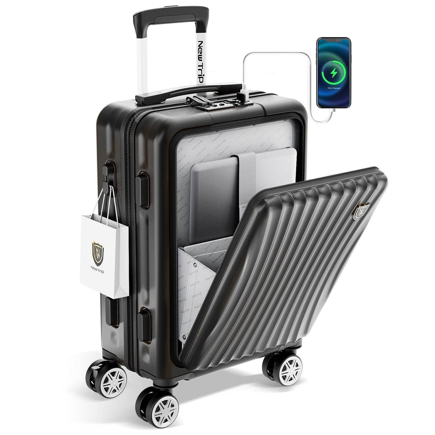 [New Trip] 機内持ち込み スーツケース フロントオープン式 0702